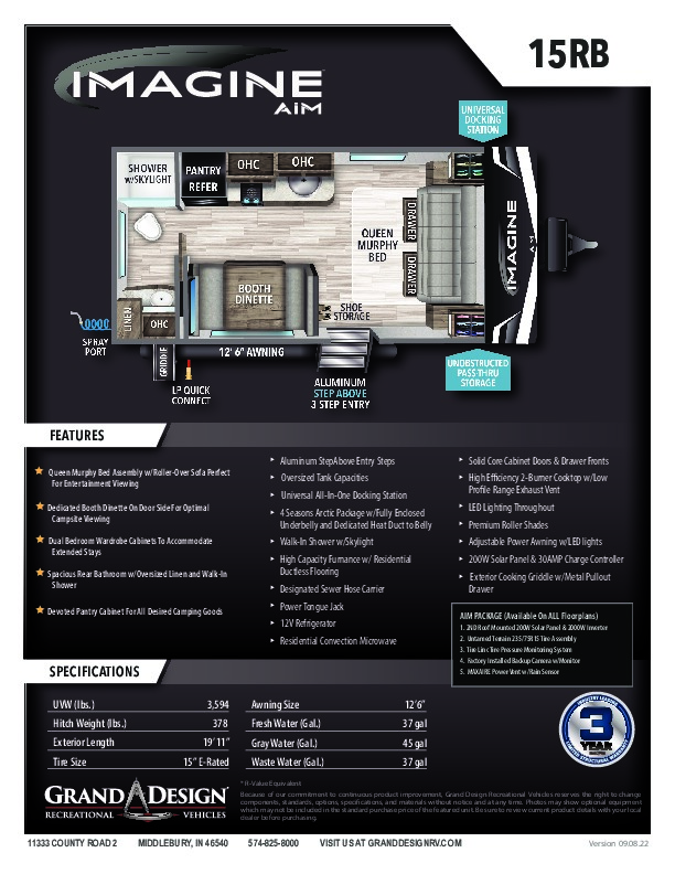 For Sale: New 2023 Grand Design Imagine AIM 15RB Travel Trailers ...